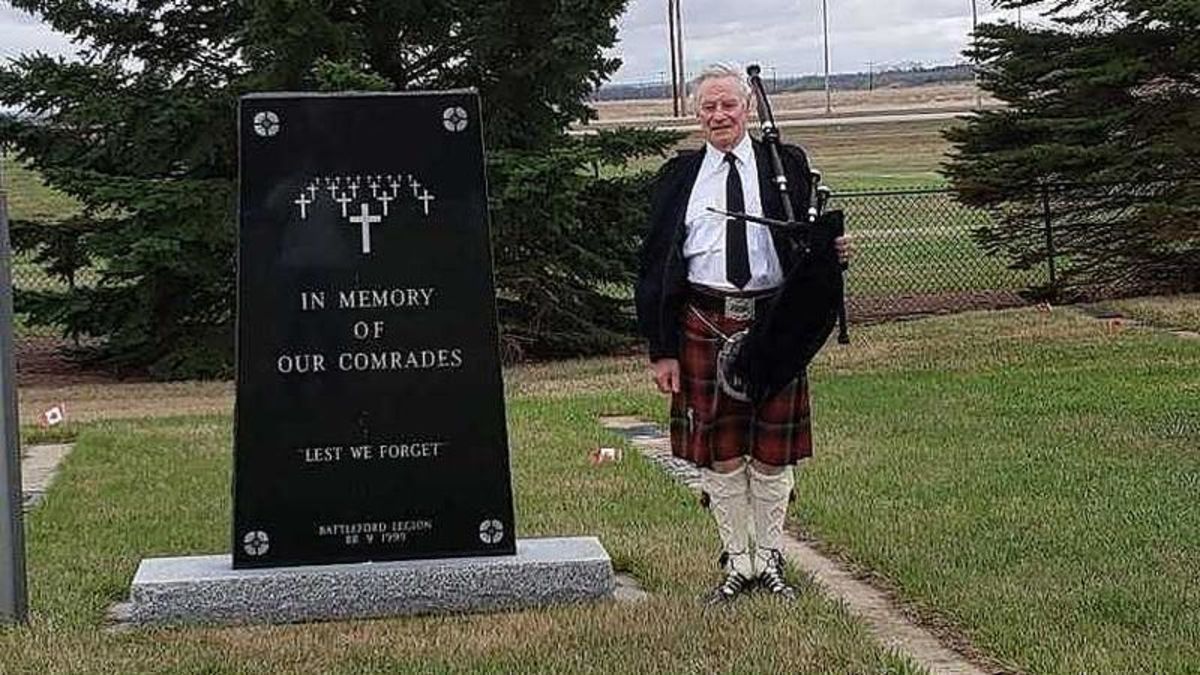 Battleford Legion #9 Pipes and Drums Commemorate VE Day | meadowlakeNOW