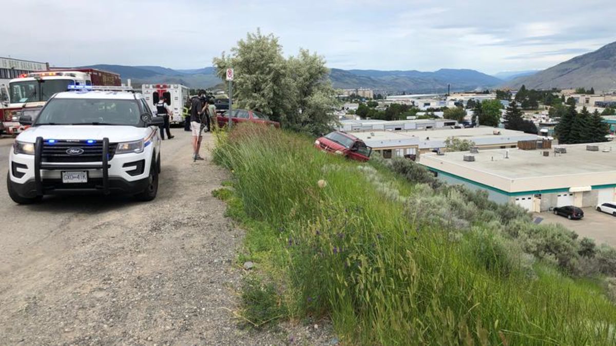 Close call along Cariboo Place sends van over steep embankment | CFJC ...