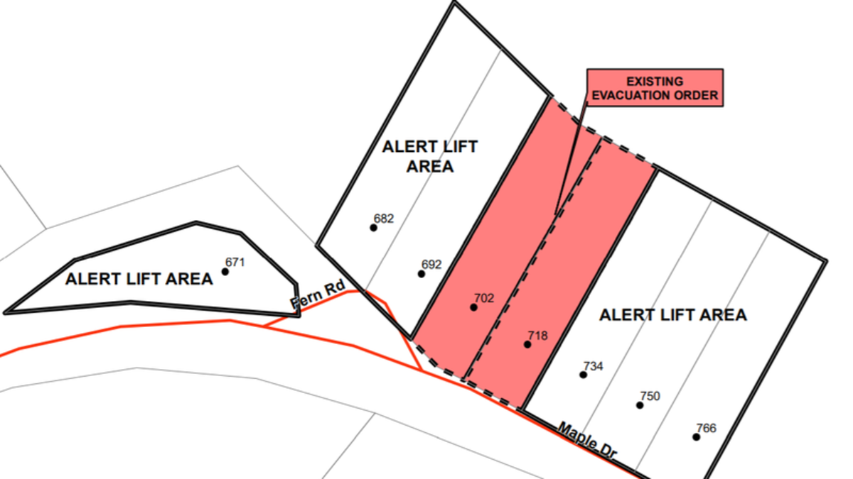 Evacuation alert lifted for six properties in Fern Road – Maple Drive ...