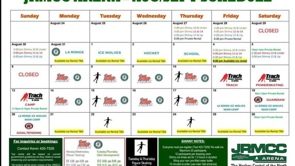 Schedule for JRMCC Arena | larongeNOW
