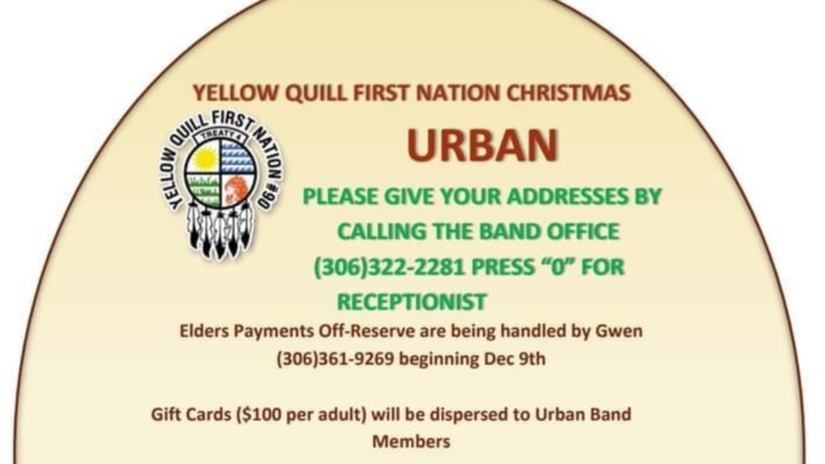 Yellow Quill First Nation Christmas For Urban Members | paNOW