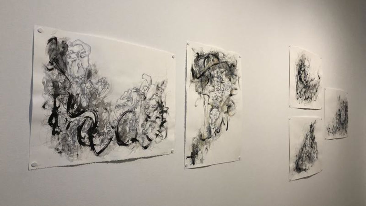 Drawing on the walls at the Kamloops Art Gallery | B100