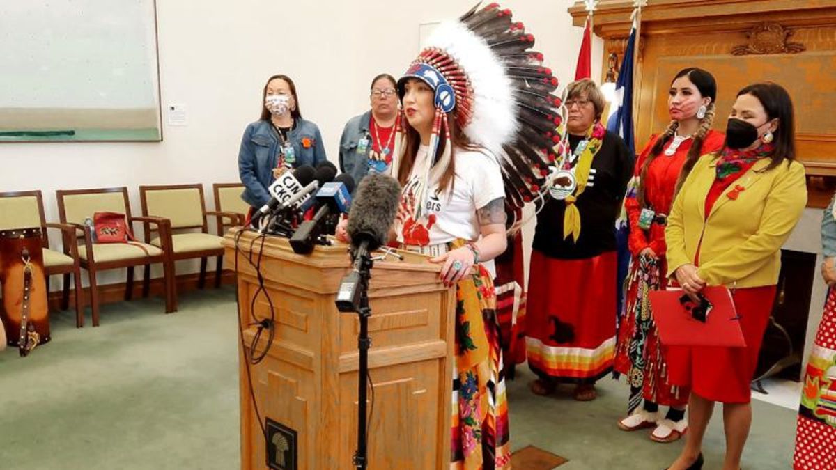 Indigenous declaration passes, families pack gallery for Red Dress Day ...
