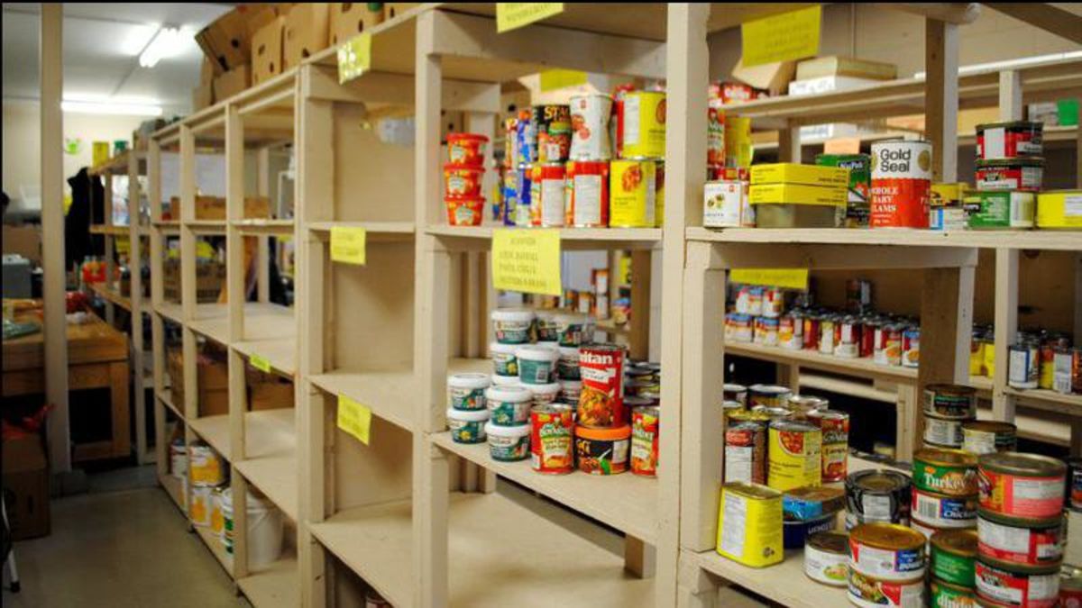 Food bank holds first in-person food drive event in years at street ...