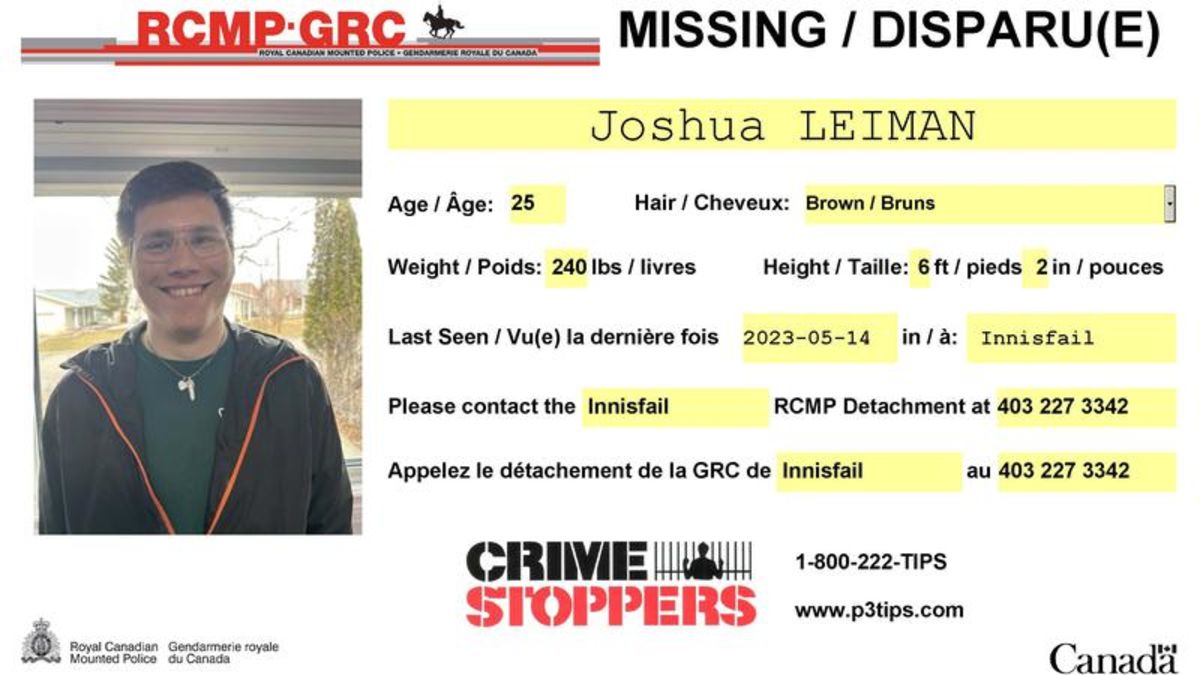UPDATE: Joshua Leiman, 25, Innisfail | rdnewsnow.com
