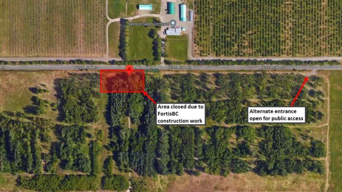 Carlson Park access point to close for FortisBC work | Vernon Matters