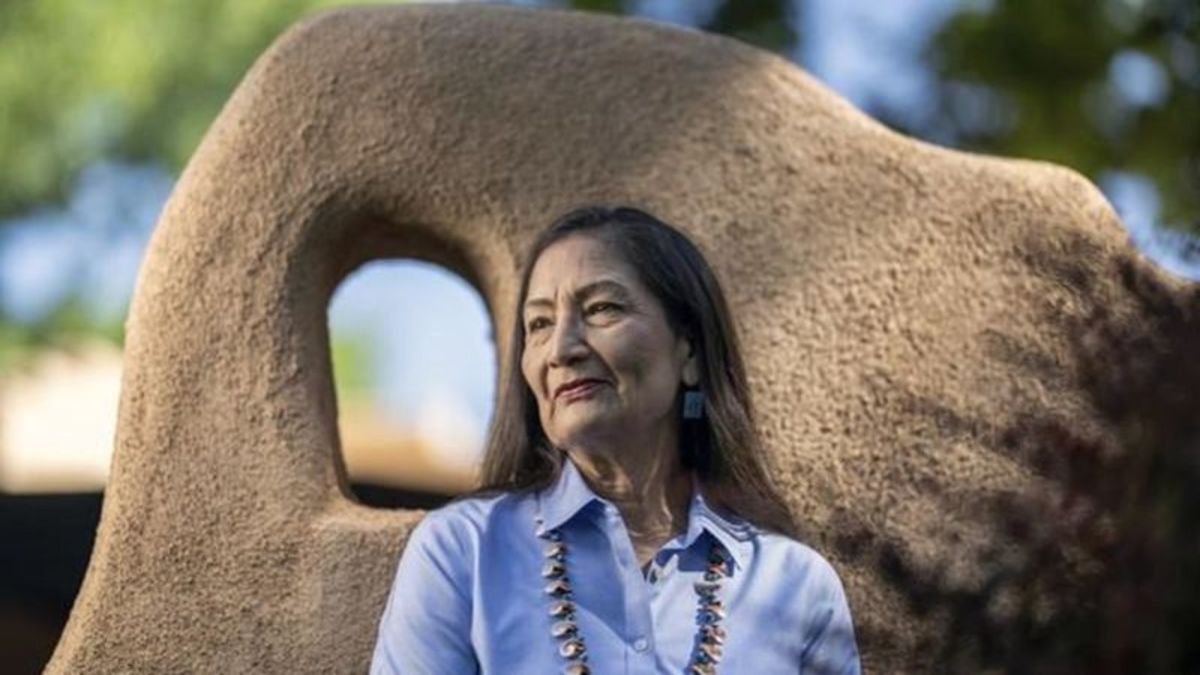 Deb Haaland, first Indigenous member of U.S. cabinet, meets ...